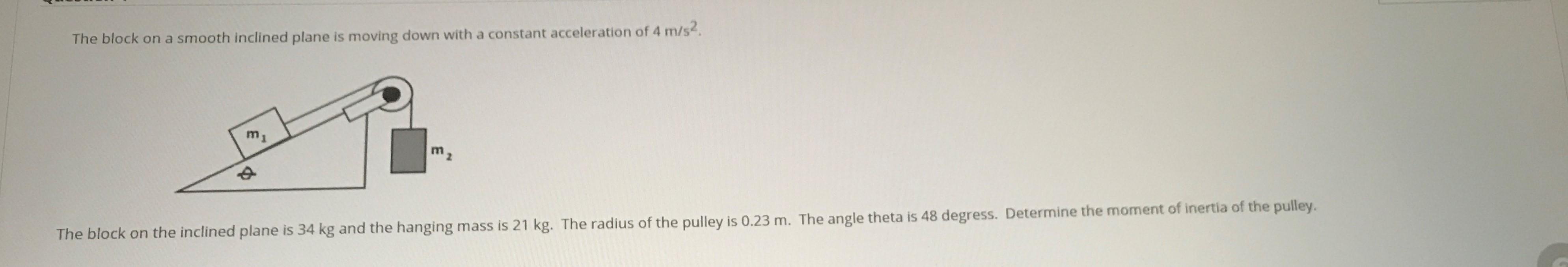 Solved The block on a smooth inclined plane is moving down | Chegg.com