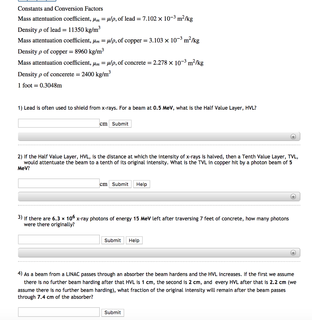 Solved Constants and Conversion Factors Mass attentuation | Chegg.com