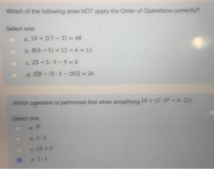 Solved Which of the following does NOT apply the Order of | Chegg.com