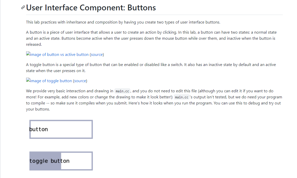 Solved User Interface Component: Buttons This lab practices | Chegg.com