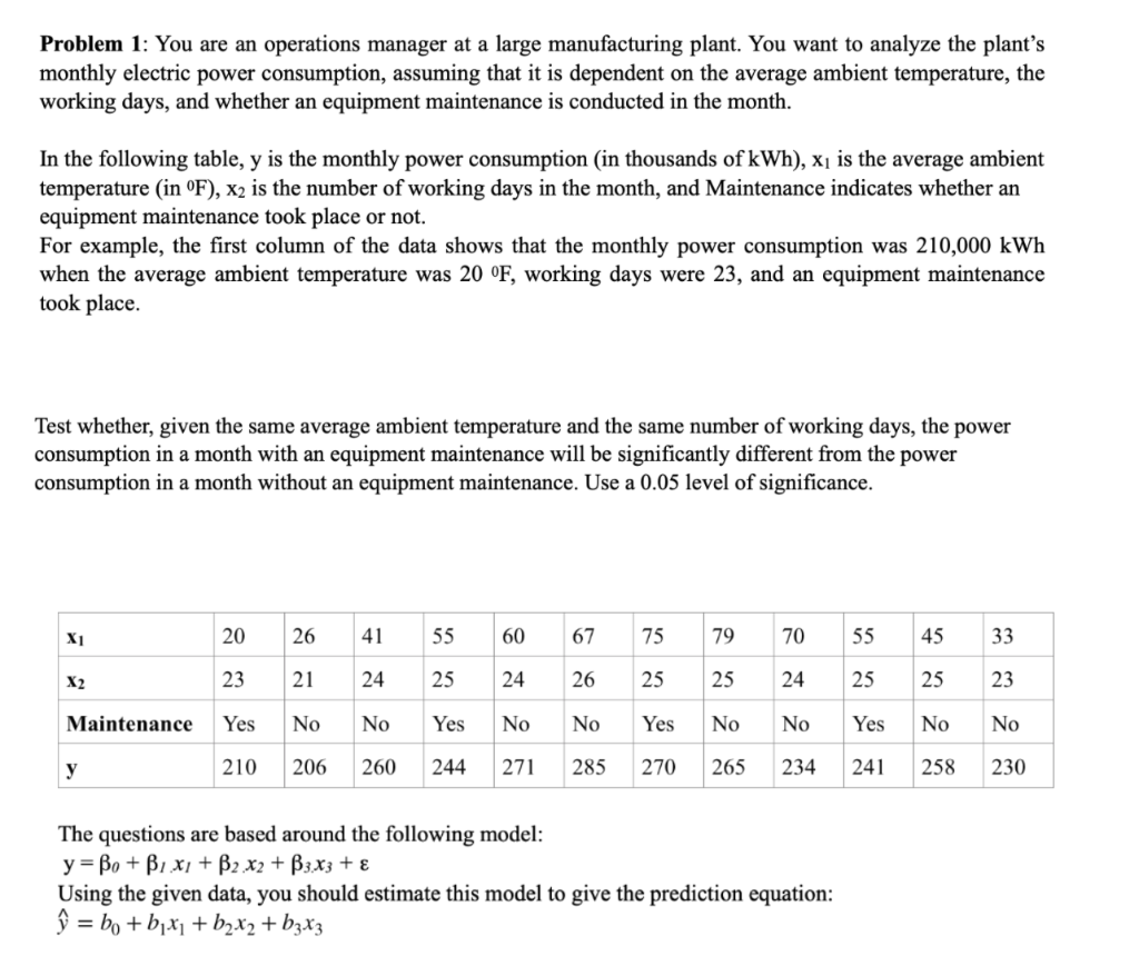 Solved Problem 1: You are an operations manager at a large | Chegg.com