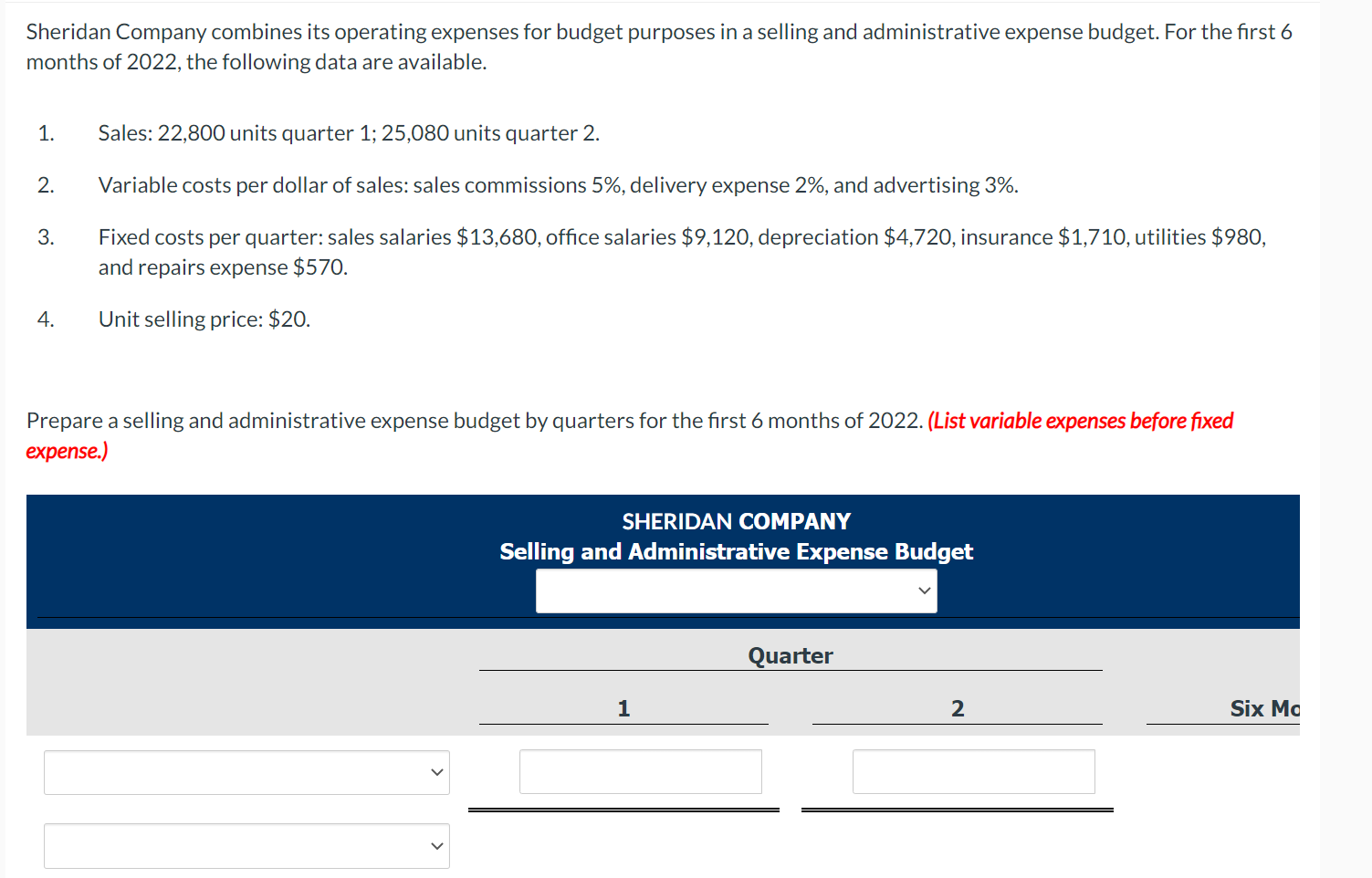 Solved Sheridan Company combines its operating expenses for | Chegg.com