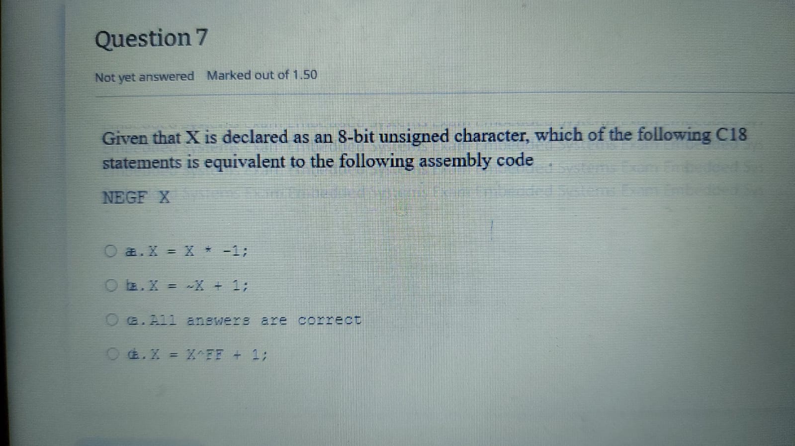 Solved Given that x ﻿is declared as an 8-bit unsigned | Chegg.com