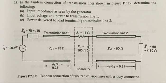 19. In the tandem connection of transmission lines | Chegg.com