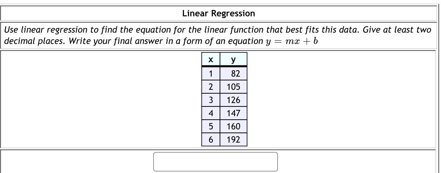 Solved Use linear regression to find the equation for the | Chegg.com