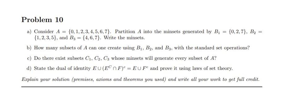 Solved a) Consider A={0,1,2,3,4,5,6,7}. Partition A into the | Chegg.com