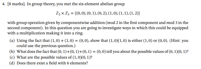 Solved Please solve question 4 for ring theory. Question 3 | Chegg.com