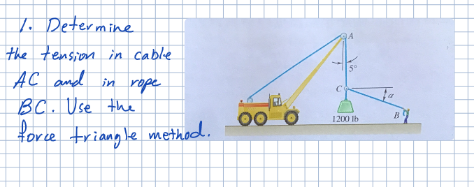 Solved Determine the tension in cable AC and in rope BC. | Chegg.com