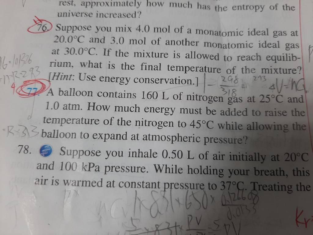Solved 77. (Ans:3.8kJ) I can only get the correct answer | Chegg.com