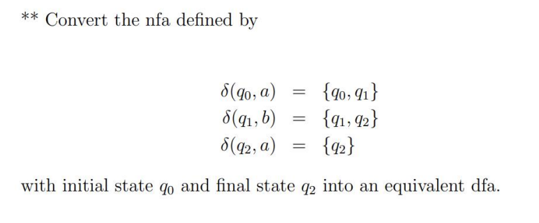 Solved Convert the nfa defined by | Chegg.com