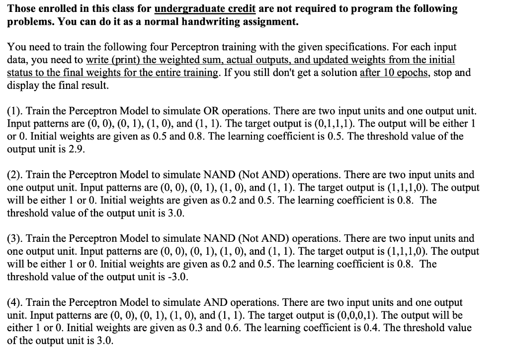 Solved Those enrolled in this class for undergraduate credit | Chegg.com
