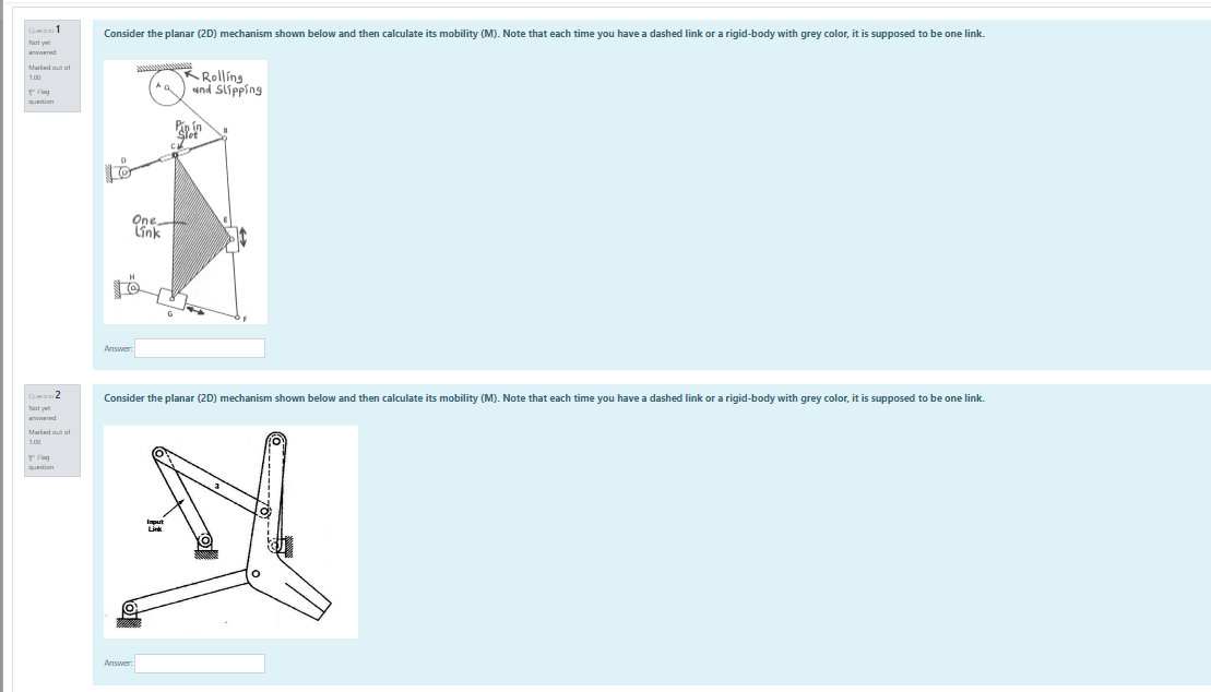 Solved 1 Consider the planar (2D) mechanism shown below and | Chegg.com