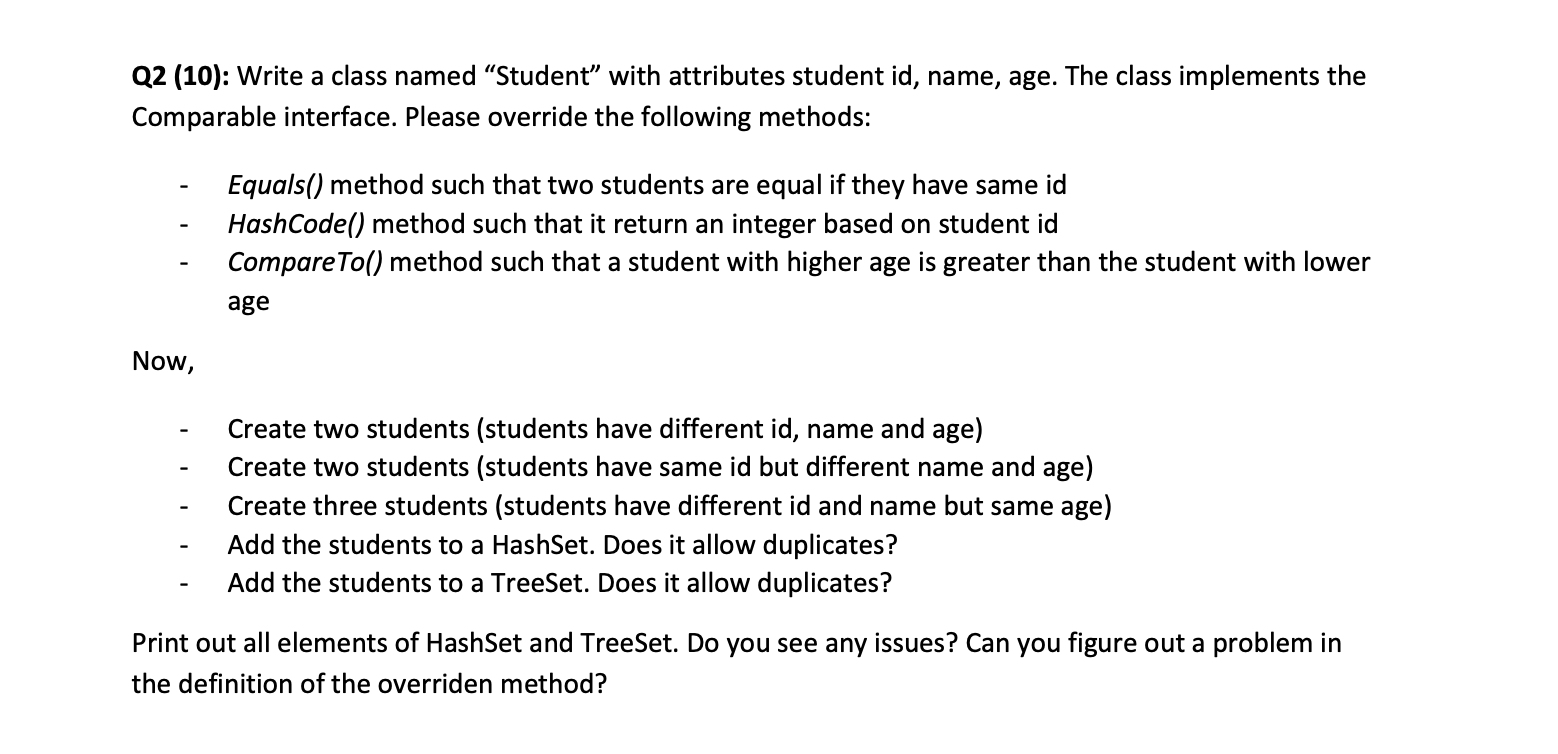 Solved Q2 (10): Write a class named "Student" with | Chegg.com