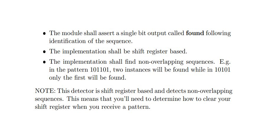 Solved 1. (50 points) Implement a sequence detector that | Chegg.com
