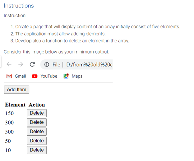 Solved Instructions Instruction: 1. Create a page that will | Chegg.com