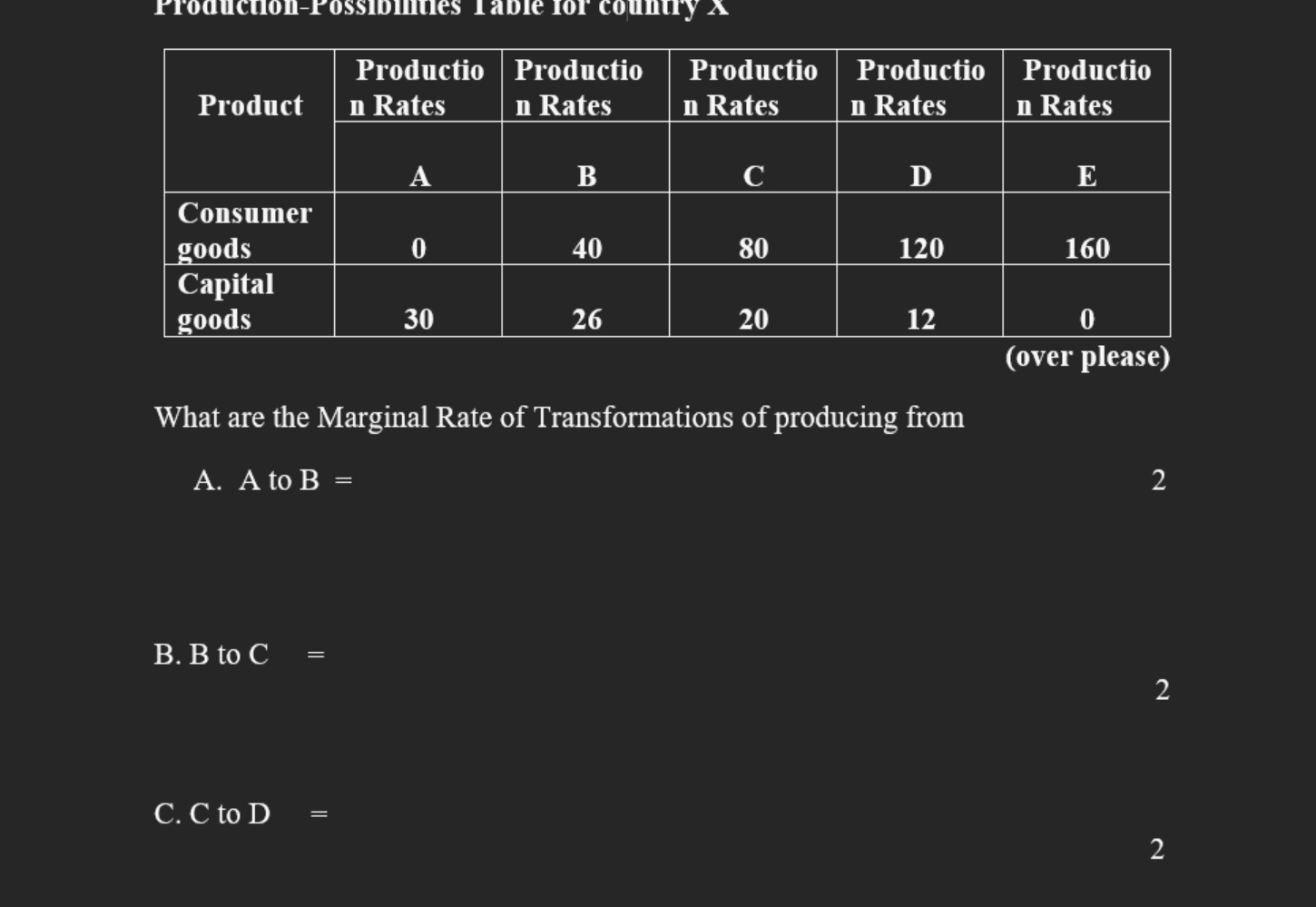 Solved What are the Marginal Rate of Transformations of | Chegg.com