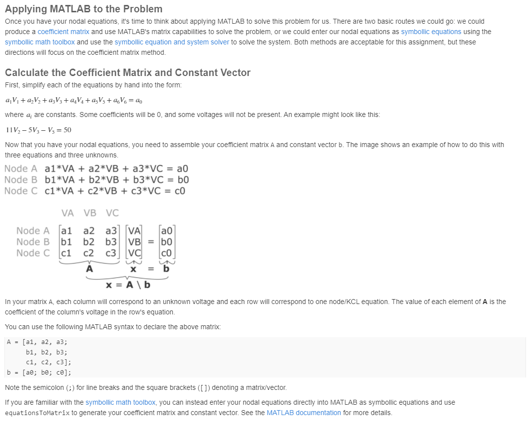 Solved Nodal Analysis Using MATLAB My Solutions About This | Chegg.com