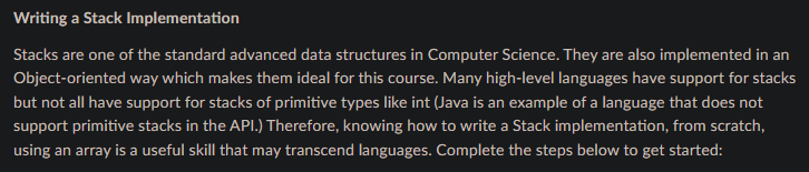 Solved Writing a Stack Implementation Stacks are one of the | Chegg.com