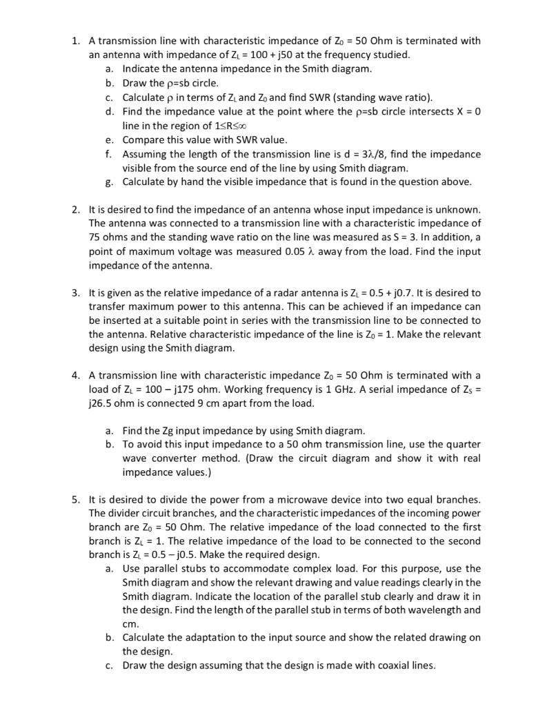 1. A transmission line with characteristic impedance | Chegg.com