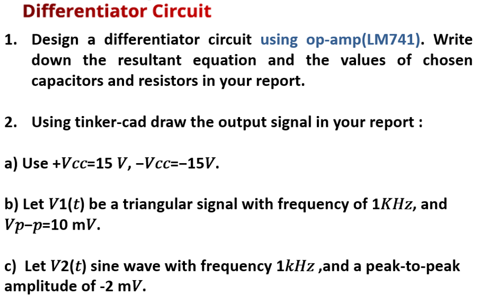 Solved Integrator Amplifier 1. Design an integrator circuit | Chegg.com