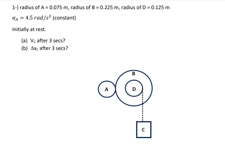Solved 1-) radius of A=0.075 m, radius of B=0.225 m, radius | Chegg.com