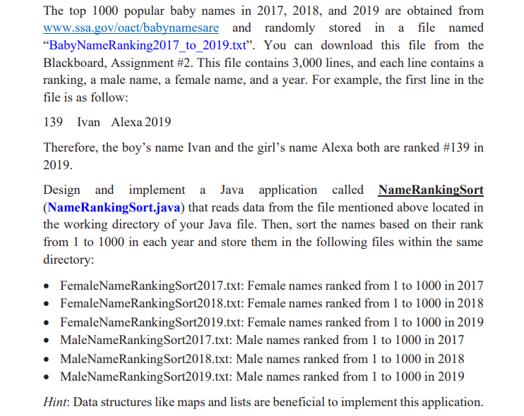 Solved The top 1000 popular baby names in 2017, 2018, and | Chegg.com