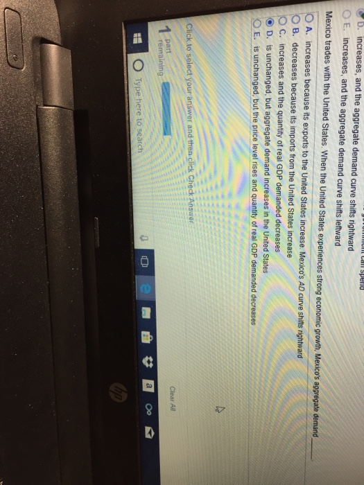 Solved D. increases, and the aggregate demand curve shifts | Chegg.com