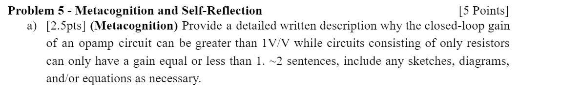 Problem 5 - Metacognition and Self-Reflection [5 | Chegg.com