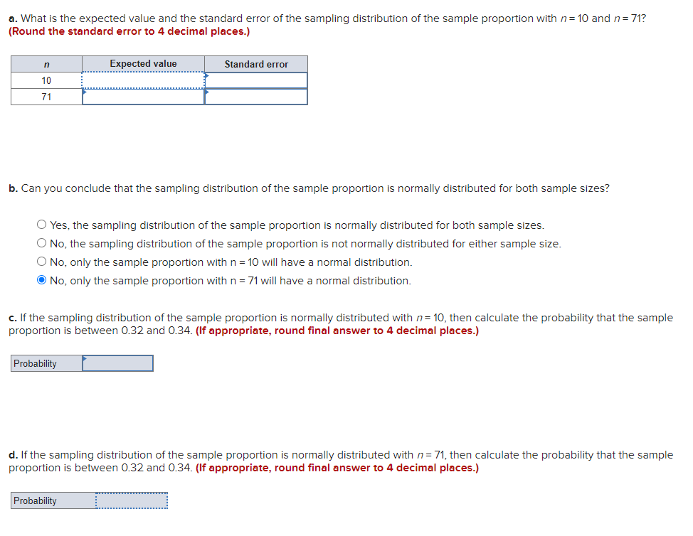 Solved a. What is the expected value and the standard error | Chegg.com