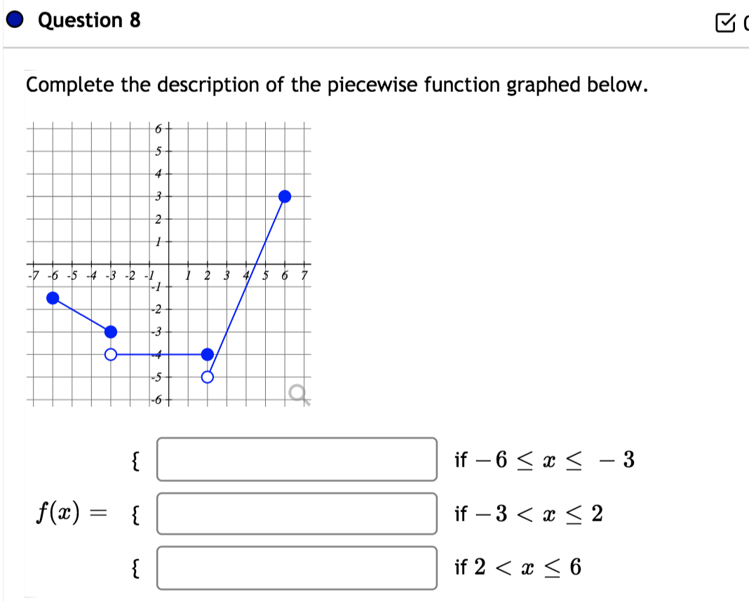 Solved Complete the equation for the piecewise function | Chegg.com