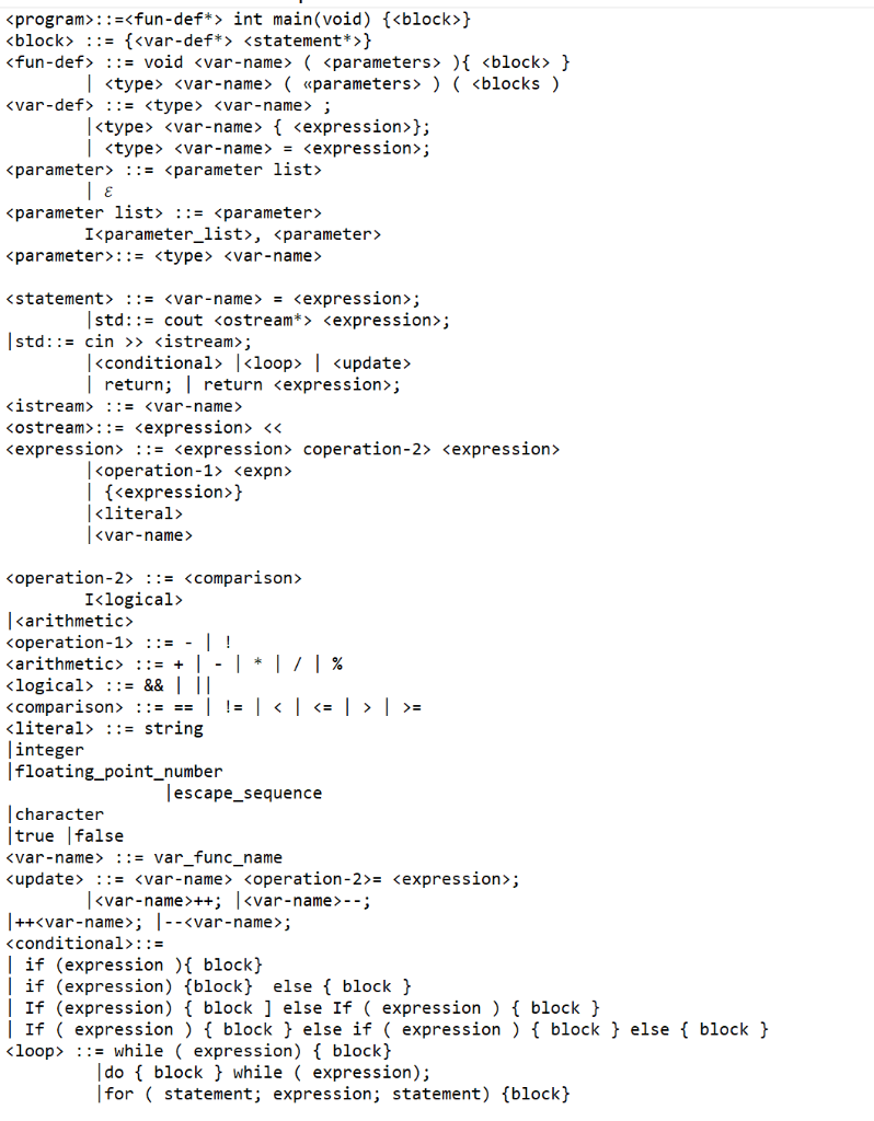 Solved Task 1: 1. Implement the complete grammar in Bison. | Chegg.com