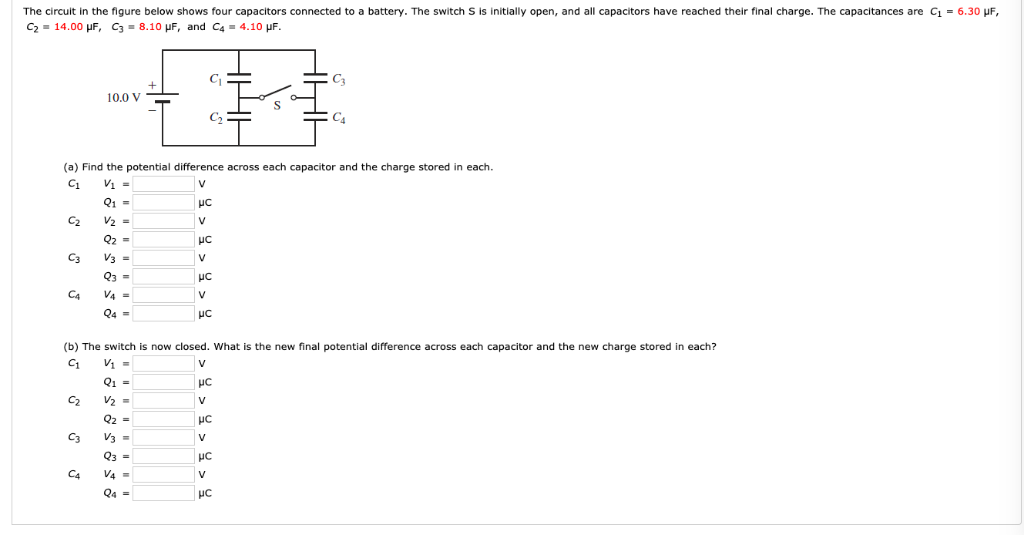Solved The circuit in the figure below shows four capacitors | Chegg.com Solved The circuit in the figure below shows four capacitors | Chegg.com