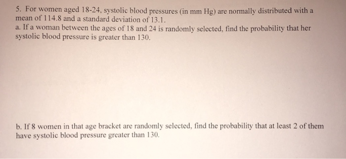 Solved 5. For women aged 18-24, systolic blood pressures (in | Chegg.com
