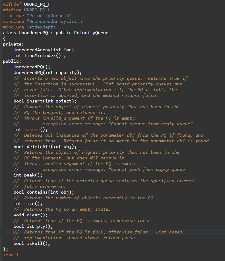 Solved C++ code. Unordered Priority Que (cpp file, that I | Chegg.com Solved C++ code. Unordered Priority Que (cpp file, that I | Chegg.com