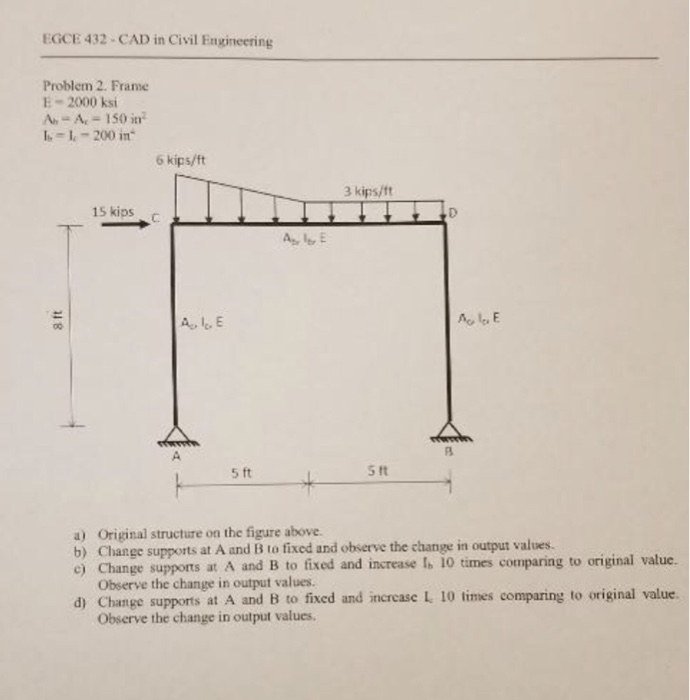 Solved EGCE 432 CAD in Civil Engineering Problem 2. Frame | Chegg.com