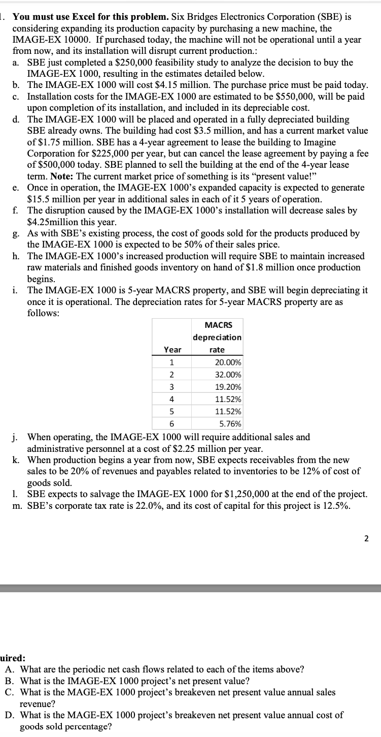 Solved You must use Excel for this problem. Six Bridges | Chegg.com