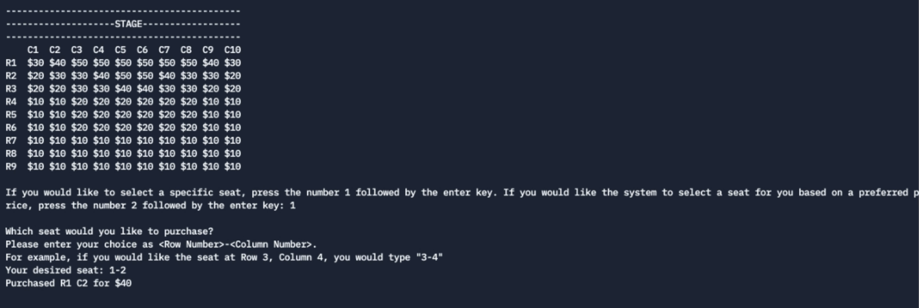 Solved -STAGE C1 C2 C3 C4 C5 C6 C7 C8 C9 c10 R1 $30 $40 $50 | Chegg.com