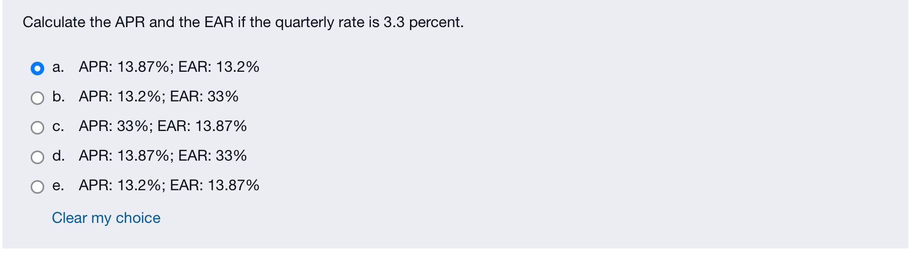 Solved Calculate the APR and the EAR if the quarterly rate | Chegg.com