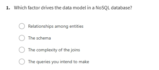 Solved Which factor drives the data model in a NoSQL | Chegg.com