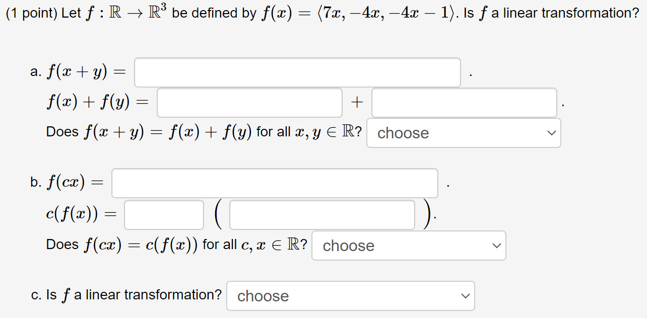 Solved 1 point) Let f:R→R3 be defined by | Chegg.com