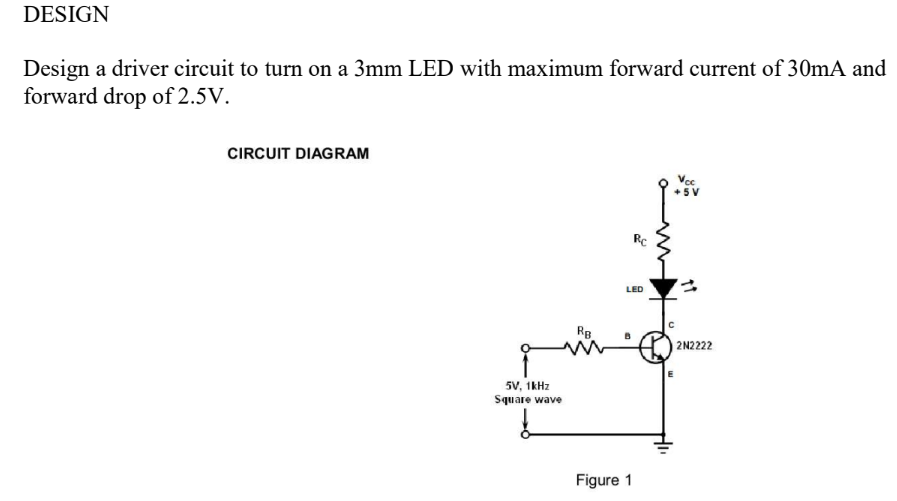 Solved DESIGN Design a driver circuit to turn on a 3mm LED | Chegg.com