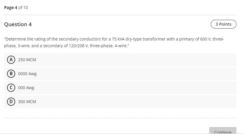 Solved "Determine the rating of the secondary conductors for | Chegg.com