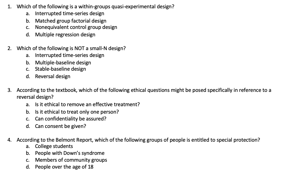 Solved 1. Which of the following is a within-groups | Chegg.com