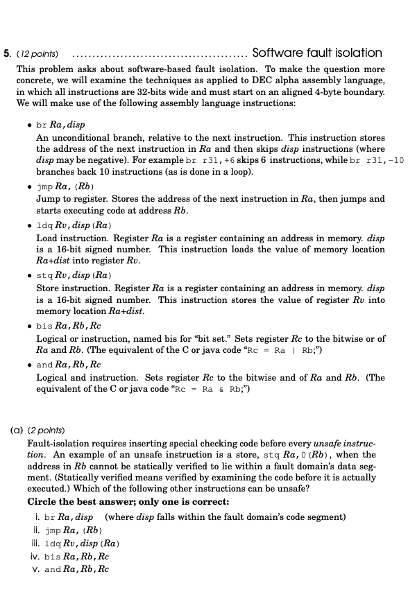 Solved ( 12 ﻿points)Software fault isolationThis problem | Chegg.com