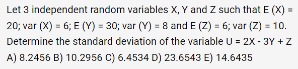 Solved Let 3 independent random variables X, Y and Z such | Chegg.com