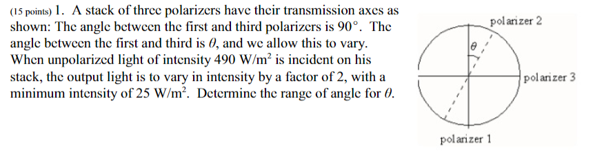 Solved polarizer 2 (15 points) 1. A stack of three | Chegg.com