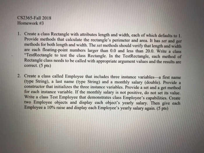 Solved CS2365-Fall 2018 Homework #3 Create a class Rectangle | Chegg.com
