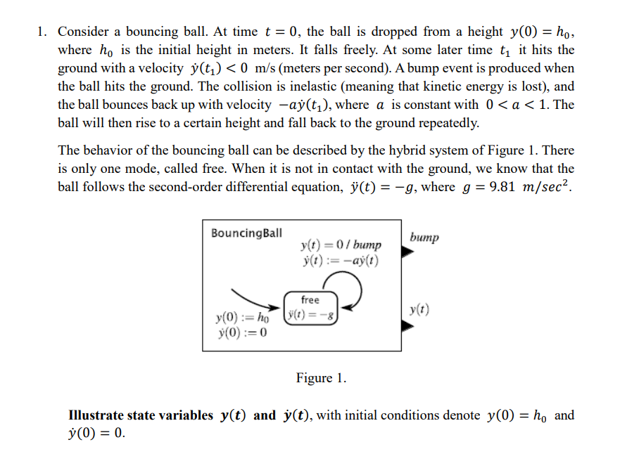 Solved 1. Consider a bouncing ball. At time t = 0, the ball | Chegg.com