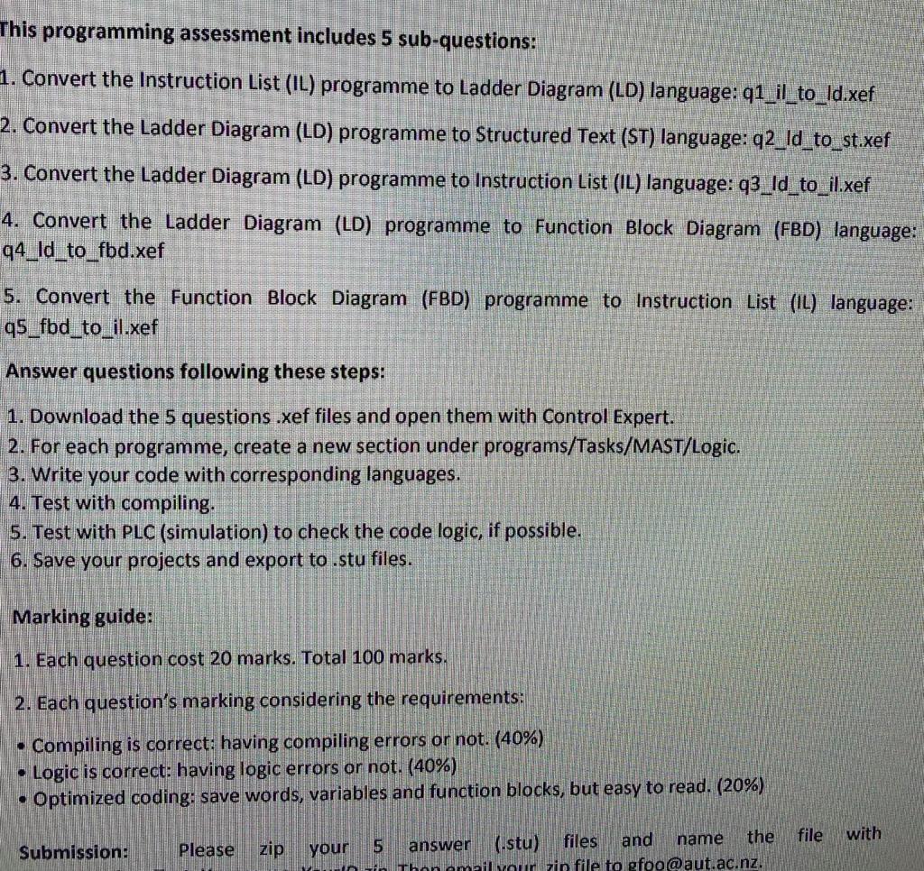 This Programming Assessment Includes 5 Sub Questions 