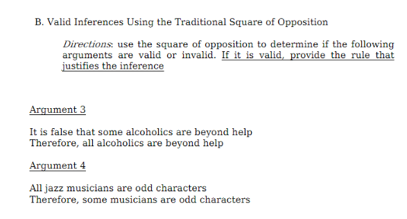 B. Valid Inferences Using the Traditional Square of | Chegg.com